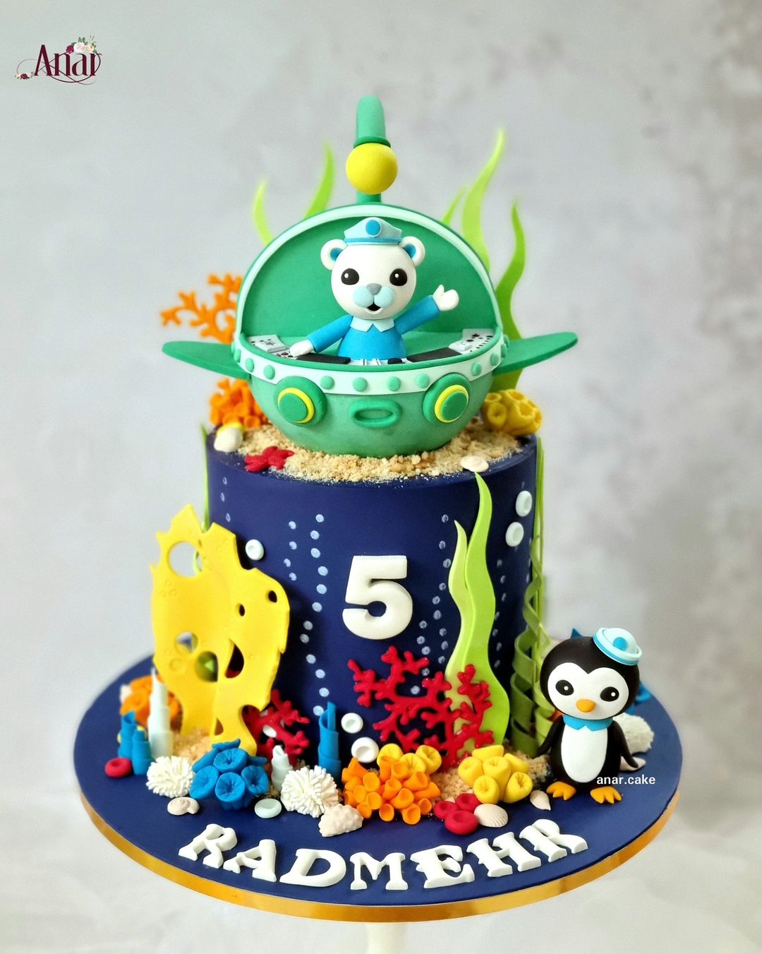anar.cake@instagram on Pinno: 🪼🪸🐡 Happy Birthday RADMEHR 🐠🐚🐬 کیک فوند...