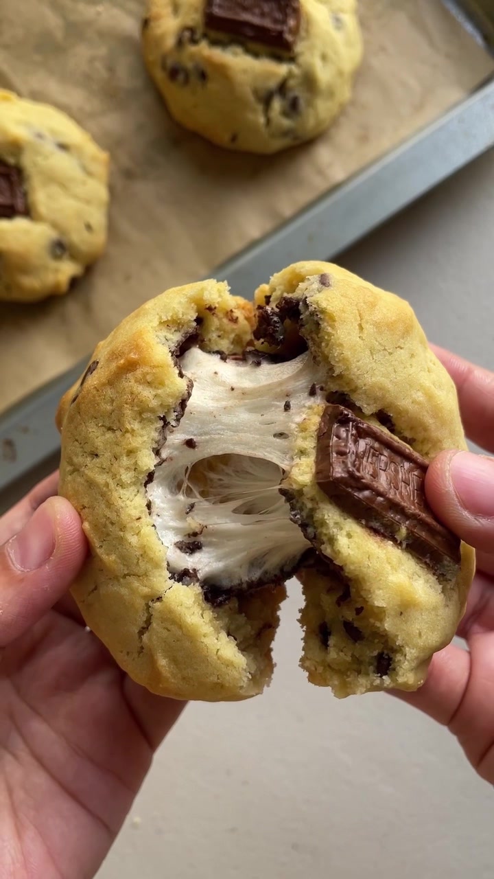 ms.thessa@tiktok on Pinno: SMORES COOKIE 🍪 * 1/2 cup (1 stick) butt...