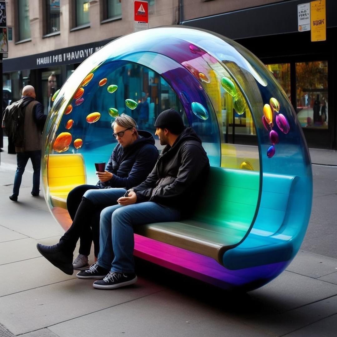 urban_streetart@instagram on Pinno: Glass Benches - This AI series ...