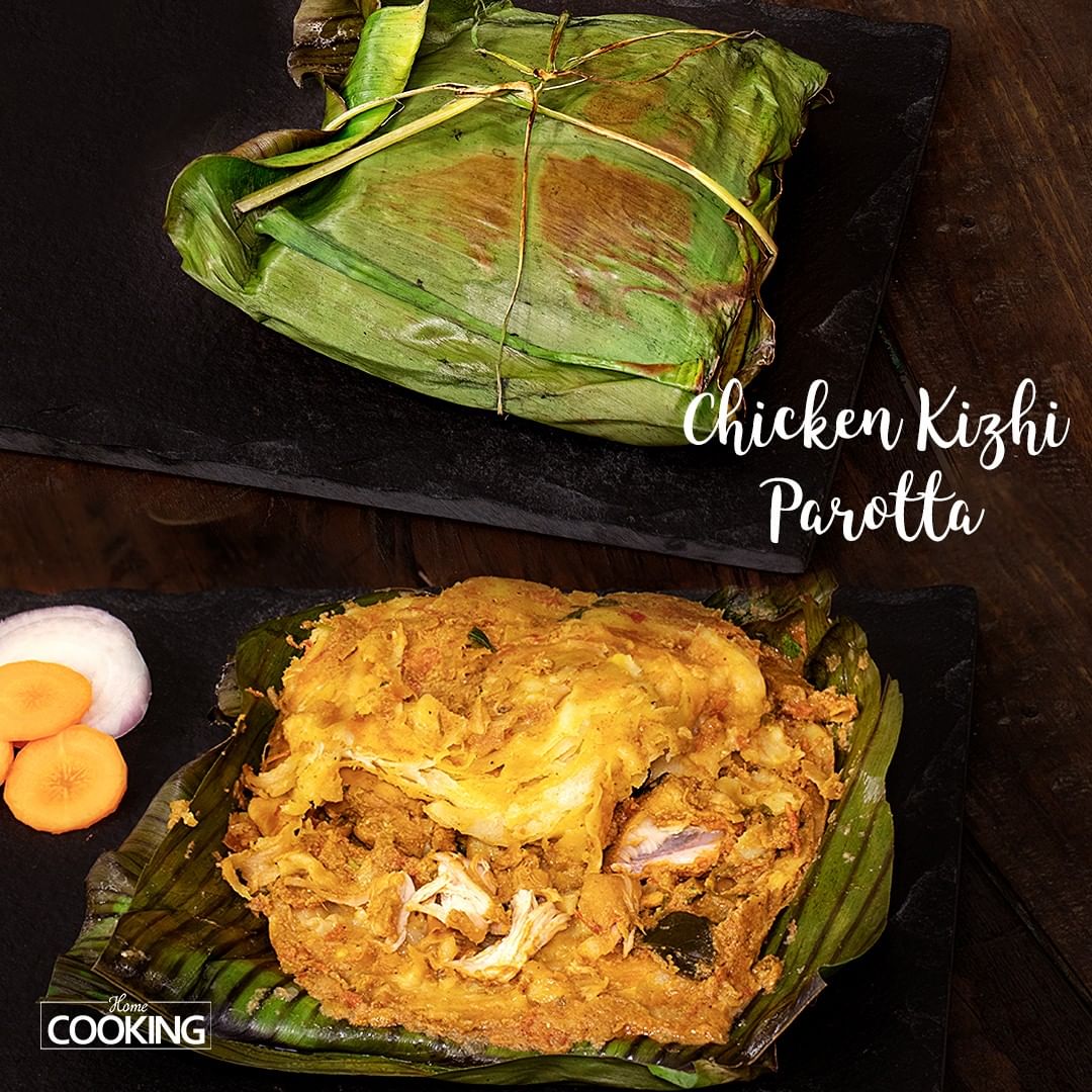 Video by HomeCookingShow on Pinno: Chicken Kizhi Parotta |Banana Leaf ...