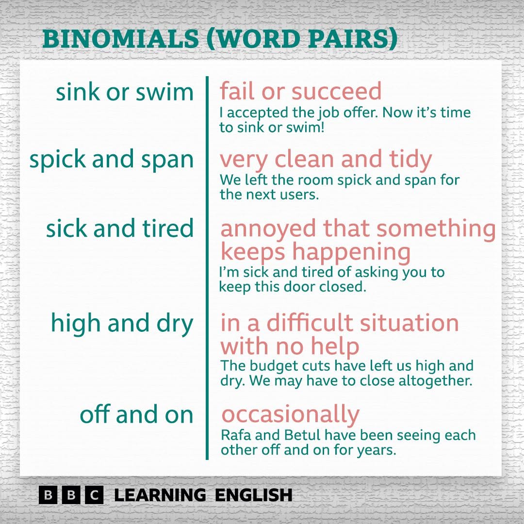 bbclearningenglish@instagram on Pinno: We LOVE English binomials! They ...